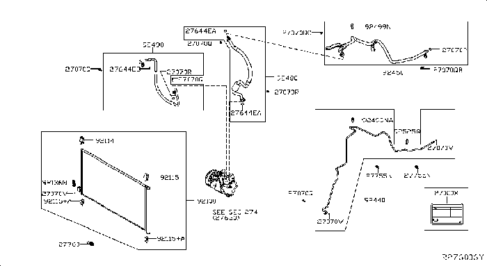 Трубка кондиционера компрессор-печка Nissan Rogue AWD QR25DE 2014 ...