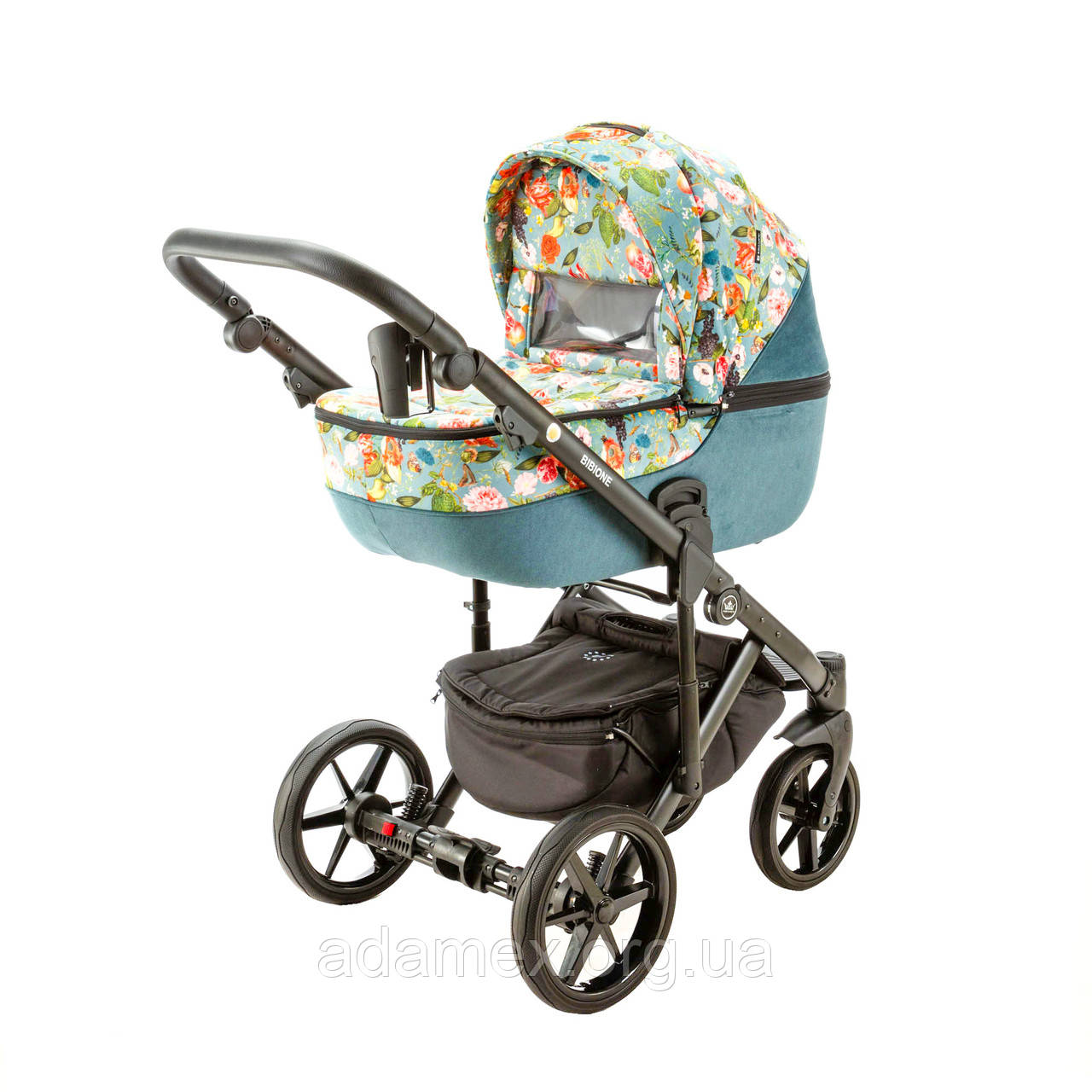 Коляска Adamex Bibione Flowers темнобирюзовый ткань (ID#1431245865 ...