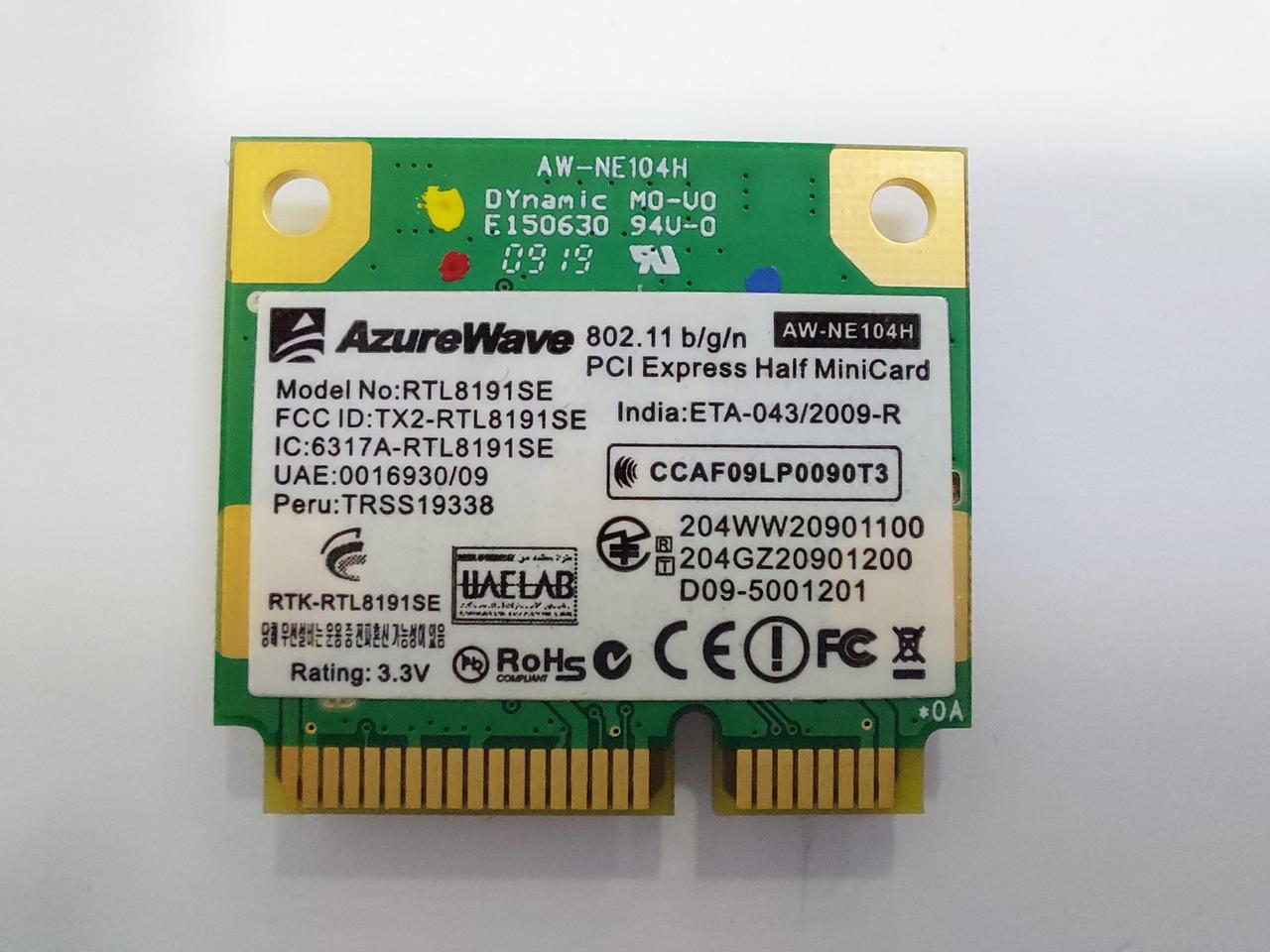 Б/У Wi-Fi, WIFI модуль AzureWave AW-NE104H RTL8191SE PCI-E от Medion Akoya S5612 (ID#1496455873 ...