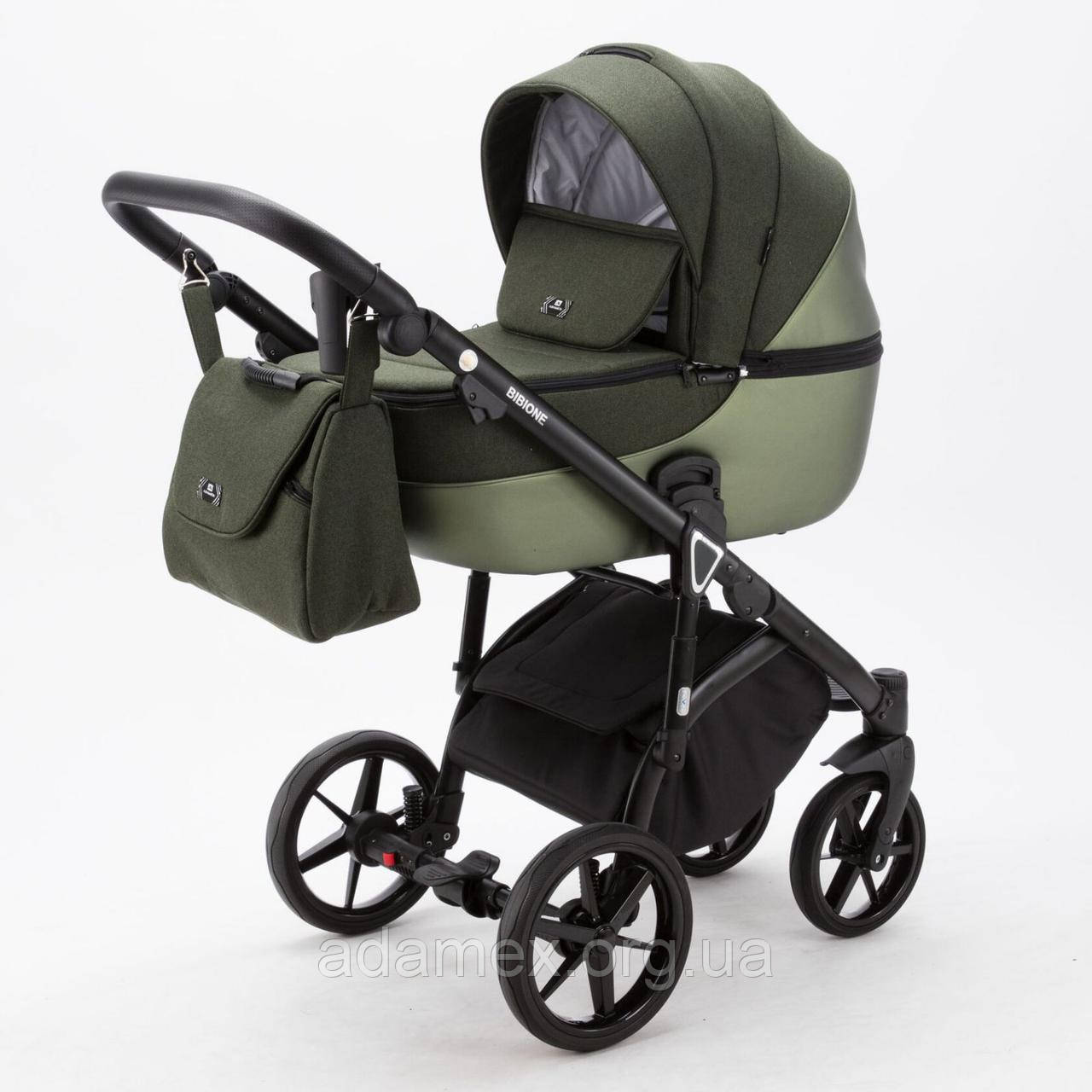 Купити Коляска Adamex Bibione PS-90 зелена тканина+шкіра, ціна 17190 ...