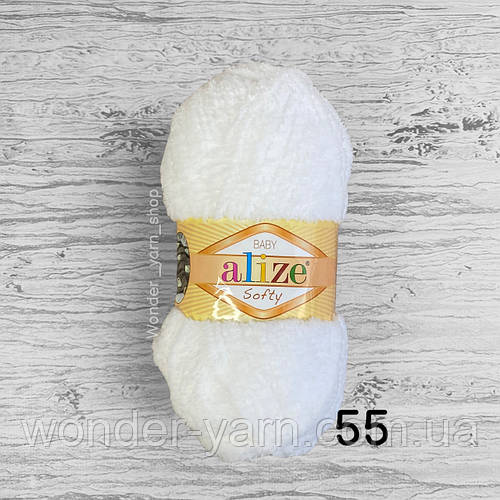 Плюшева пряжа Alize Softy / Алізе Софті 55, білий (ID#1498257994), ціна: 35 ₴, купити на Prom.ua