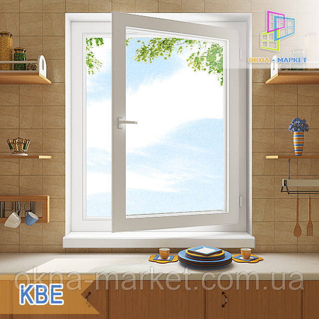 Одностворчатое окно KBE (КБЕ) с откидным/поворотным механизмом. Профили ...