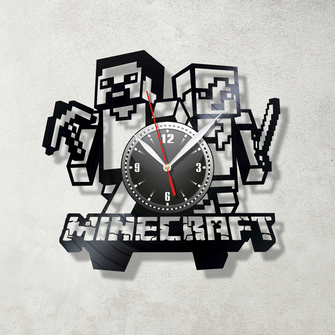 Mайнкрафт часы Minecraft Виниловая пластинка Mайнкрафт на часах Часы ...