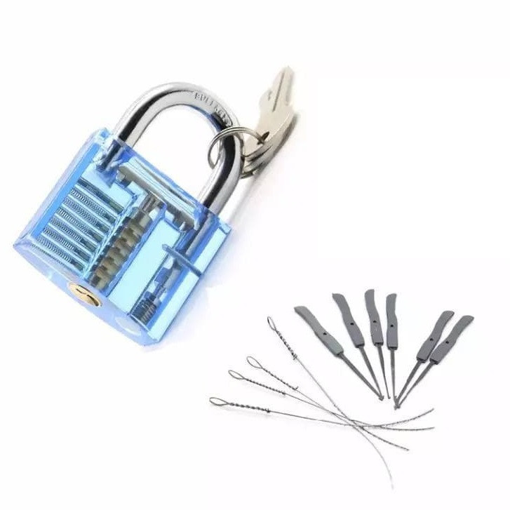 Купить Набор тренировочный прозрачный замок для слесаря с 10 отмычками ...