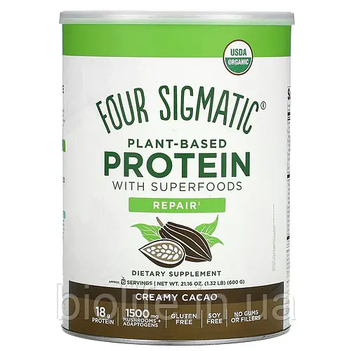 Купити Four Sigmatic, Plant-Based Protein with Superfoods, Creamy Cacao ...