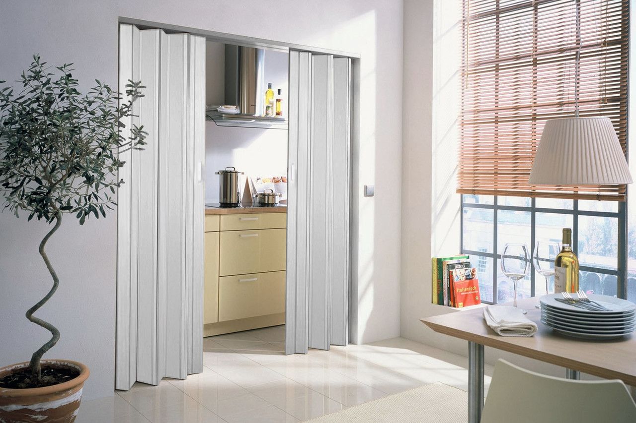 Межкомнатные Двери Гармошка Oasis 86x203 Из ПВХ. Цвет - Белый Ясень ...
