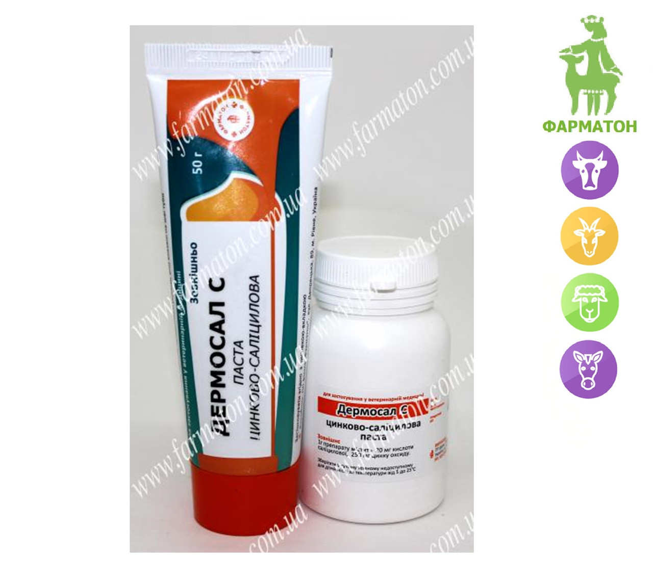 Мазь ДЕРМОСАЛ-С 50г паста цинково-саліцилова, ранозагоююча дезінфікуюча ...
