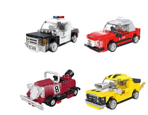 Детский пластиковый конструкт Мини-гоночные машины 4 вида Decool 22019-22022, Racing mini 94-104 ...