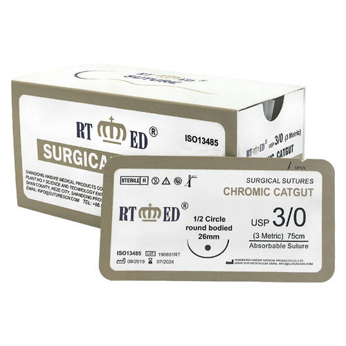 Купить Шовной материал Chromic Catgut 0 USP (EP 4.0), 75 см, 3/8 круга ...