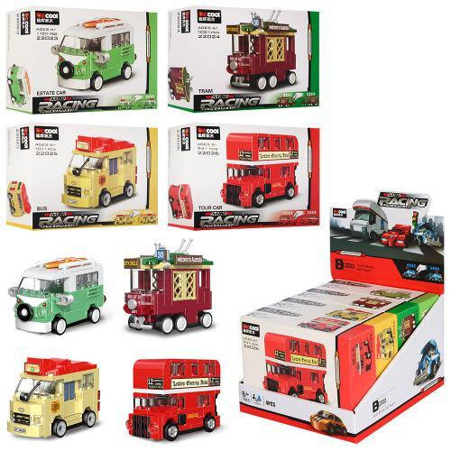 Дитячий пластиковий набір конструктор машини Громадський транспорт Decool 22023-22026 94-110 дет ...