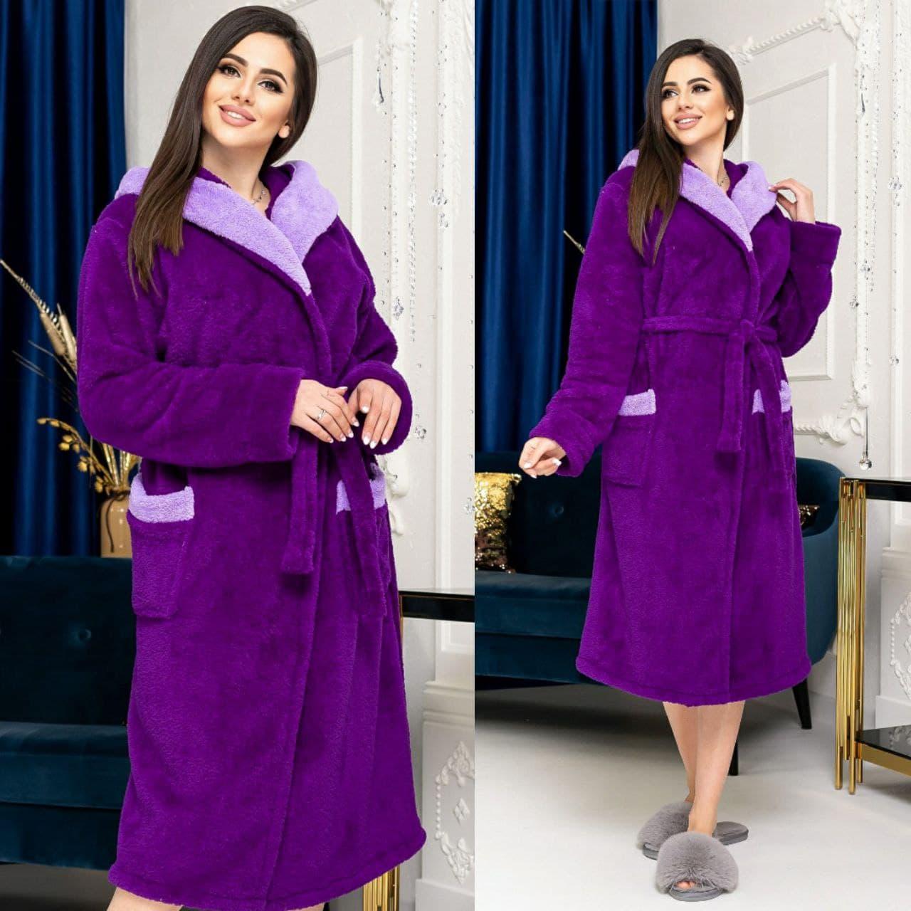 Купить Халат женский махровый длинный с капюшоном 816 (42-48; 50-54; 56 ...