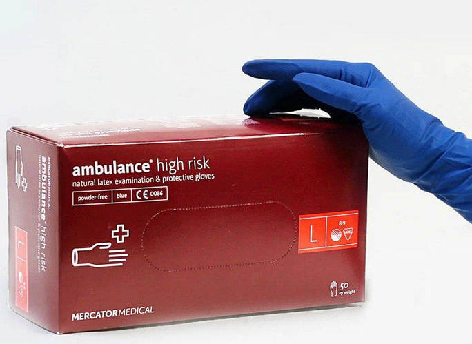 (Міцні) L Рукавички Mercator Ambulance High Risk латексні нестерильні ...