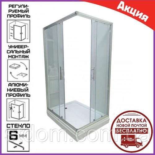 Стеклянная угловая душевая кабина Veronis Unimar 120х80 см без поддона