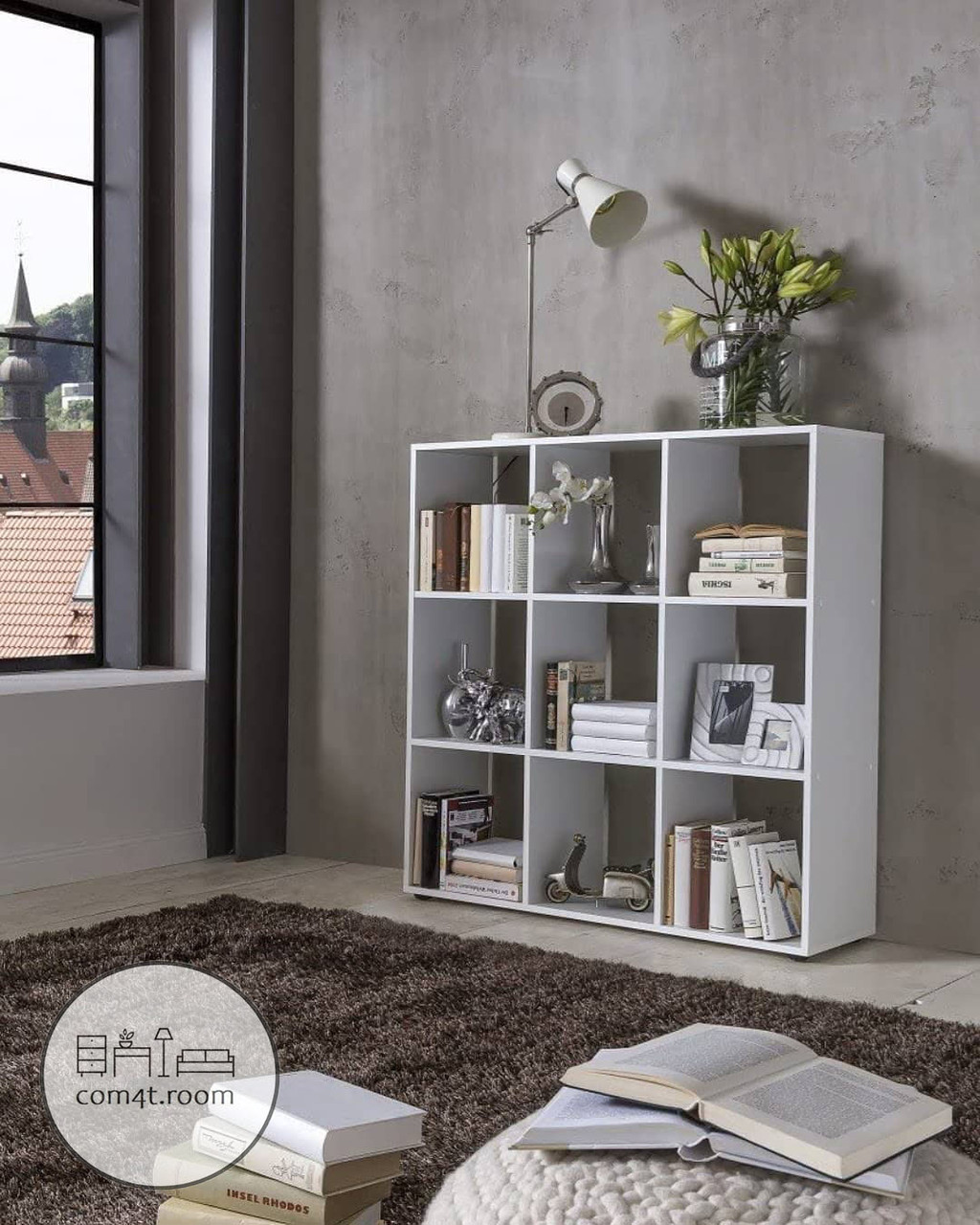 Стеллаж для Дома Полка для Книг и Игрушек Разделитель Комнаты на 9 Ячеек Книжный Шкаф I 020