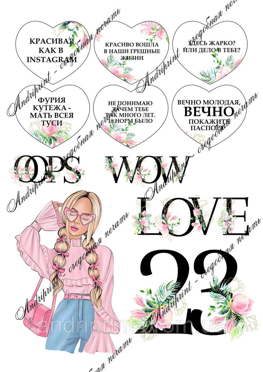 Съедобная Картинка Девушка Сахарная и Вафельная Картинка А4 — Купить Недорого на Bigl Ua