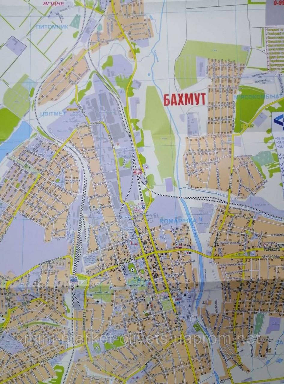 Карта міста Бахмут з ОТГ з перейменованими вулицями, ціна 69.90 грн ...
