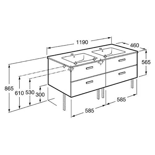 Купить Тумба с раковиной в ванную ROCA VICTORIA A855850806 119x56 ...
