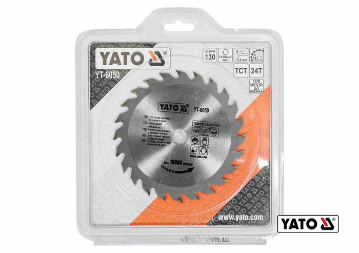 Купить Диск пильный по дереву YATO 130 х 16 х 2.8 х 2 мм 24 зубца R.P.M ...