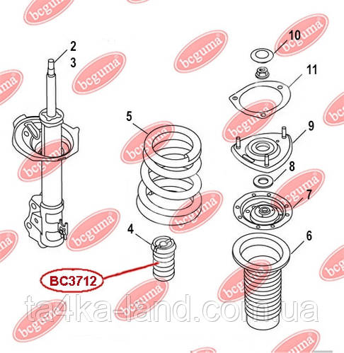 Отбойник переднего амортизатора BCGUMA, Geely MK-1014001709 (BC3712 ...