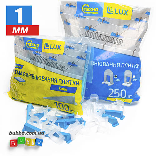 СВП Система вирівнювання плитки LUX комплект 1мм (основа 250шт/ клин ...