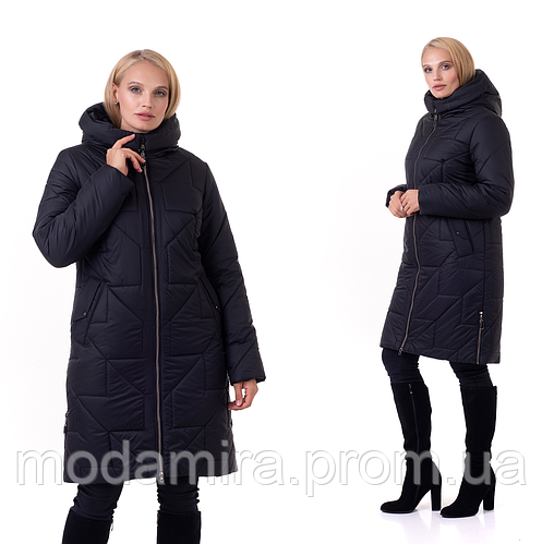 Женская зимняя удлиненная курточка - пуховик. Зимнее полу пальто ...