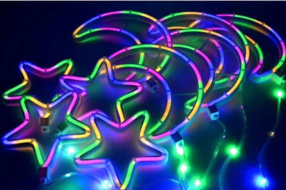 Гирлянда штора звезды и полумесяц 2.5 метра Мультицветная CL-47 ...