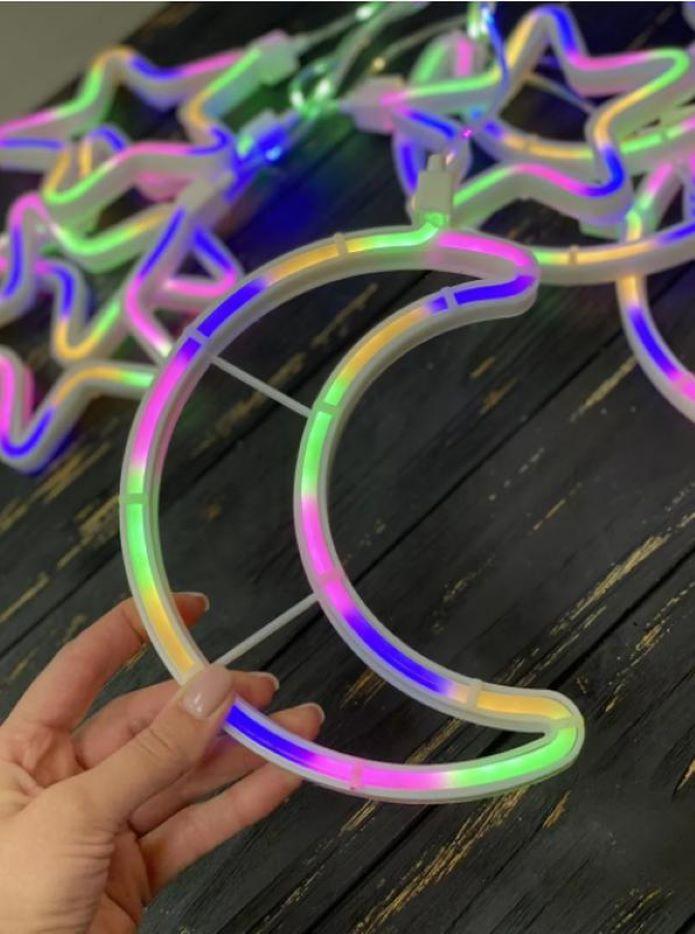 Гирлянда штора звезды и полумесяц 2.5 метра Мультицветная CL-47 ...