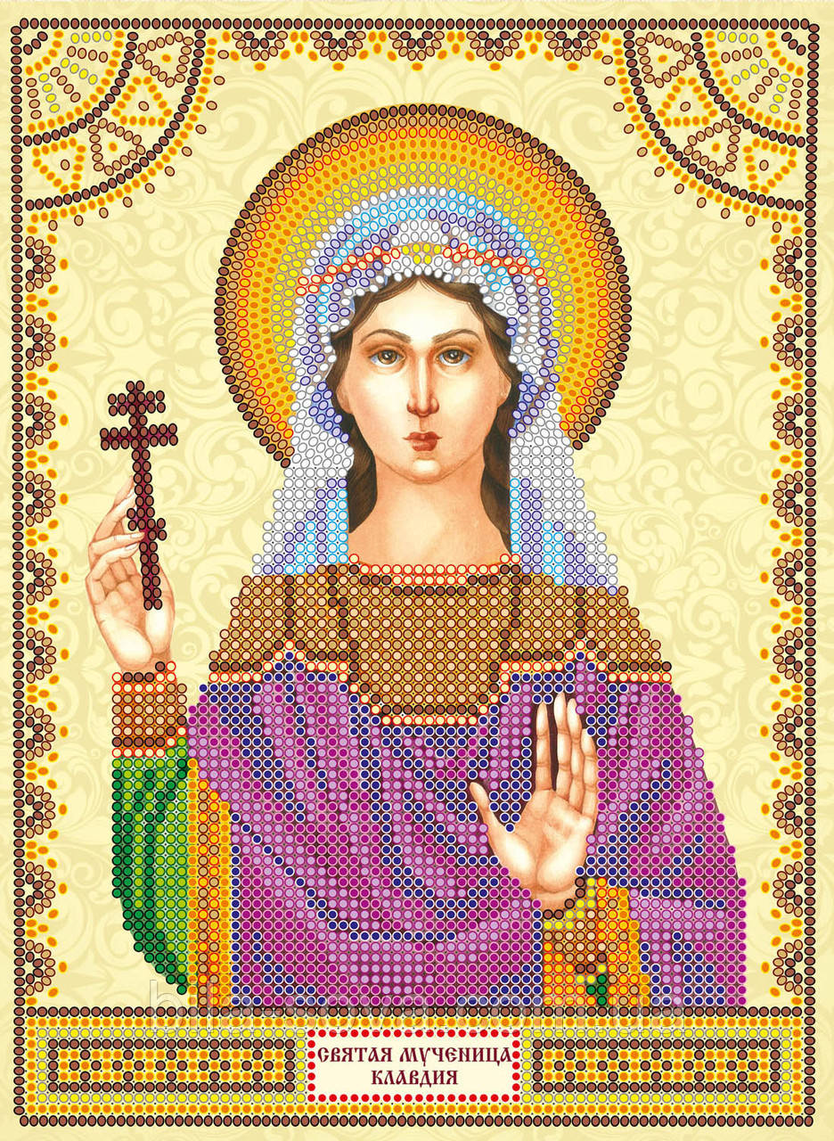 Схема для вишивання бісером на натуральному художньому холсті Свята Клавдія Абрис Арт Ack 092