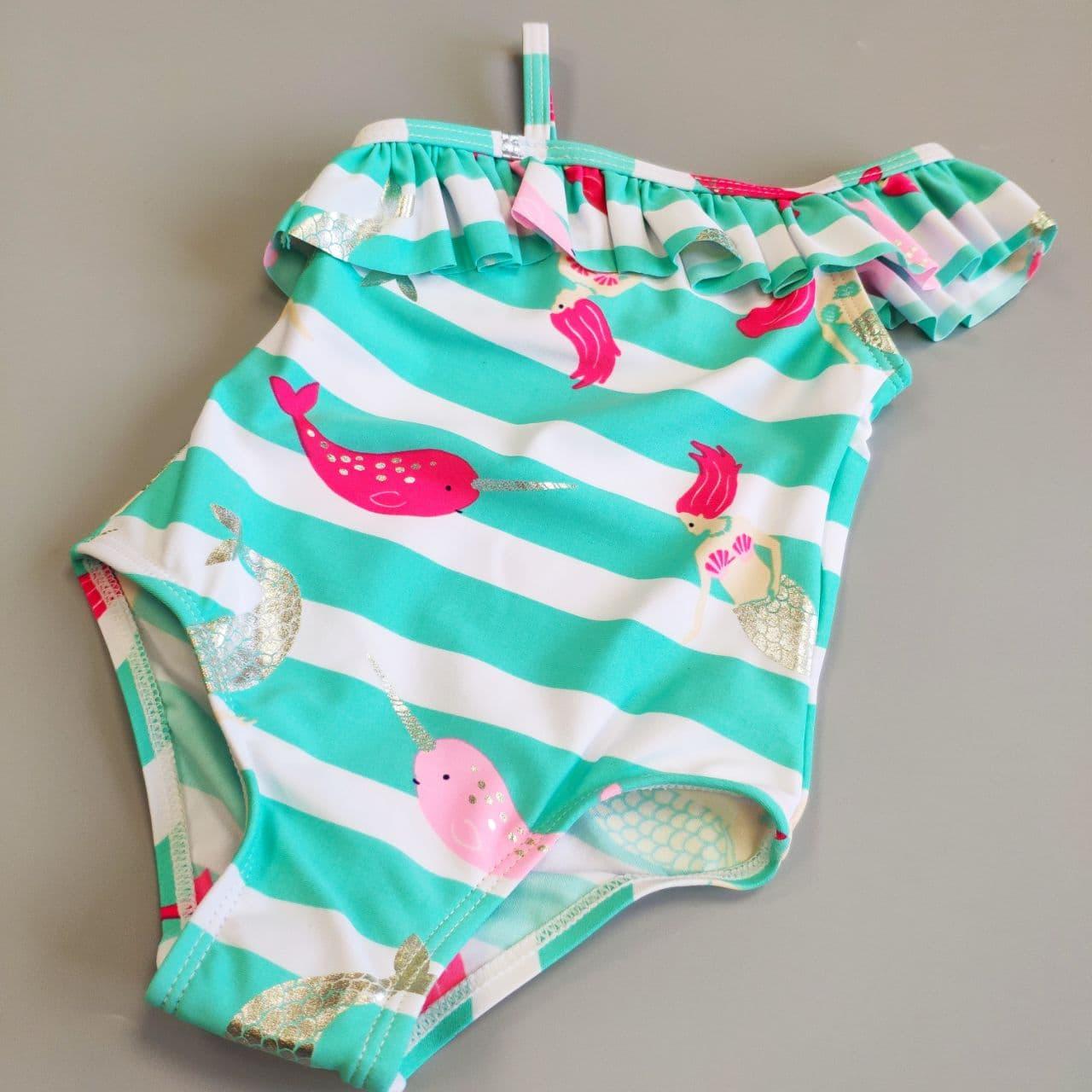 Купальник для девочек сдельный Minoti TG Swim 12 Русалки Бело-бирюзовый ...