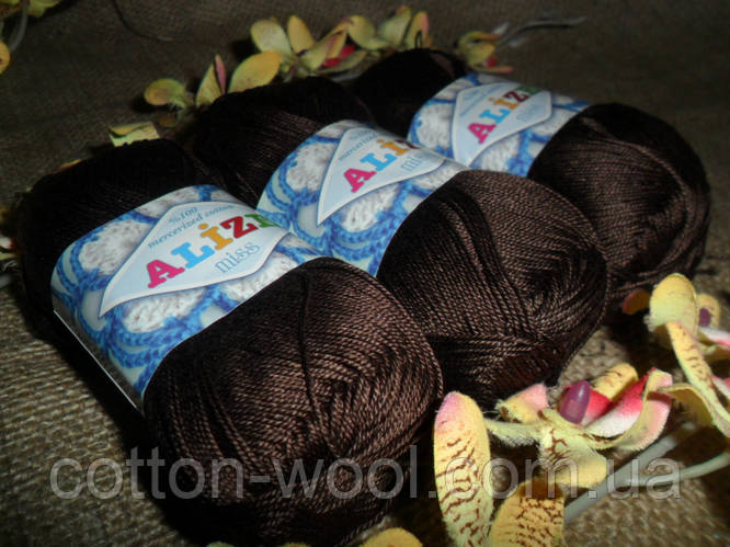 Alize Miss (Алізе Міс) 100% мерсеризує бавовна 26 коричневий, ціна 268 ...