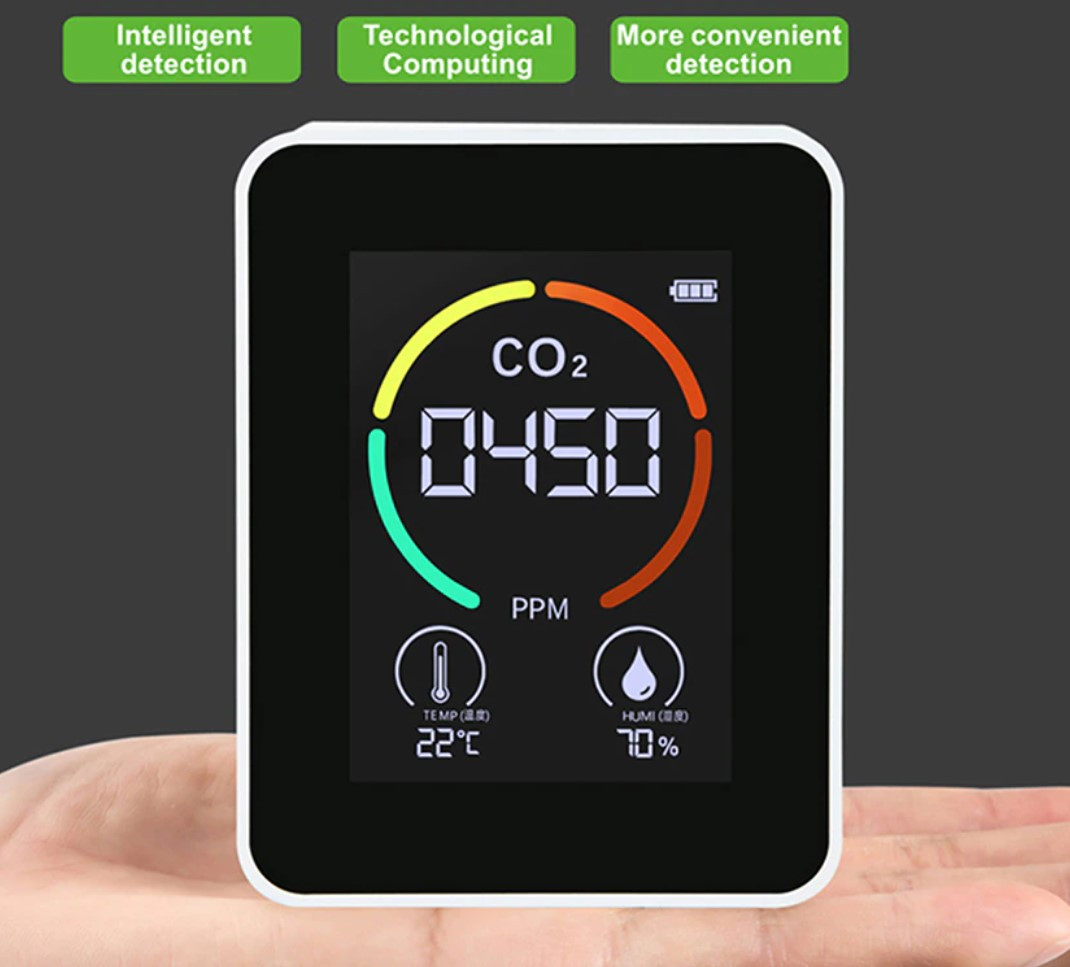 Детектор углекислого газа CO2,с датчиком температуры и влажностью (ID ...