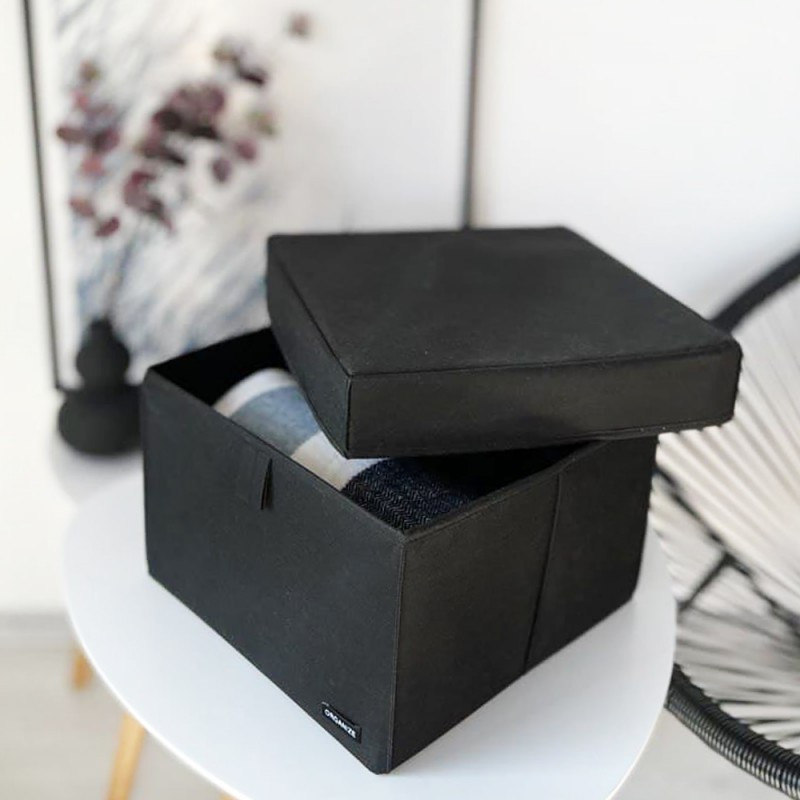 Ящик органайзер у шафу для зберігання речей з кришкою Чорний продаж ціна у Сумах Ящики і