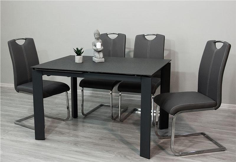 Стол Marlow DF505-2Tg серый с черными ножками, столешница каменная ...