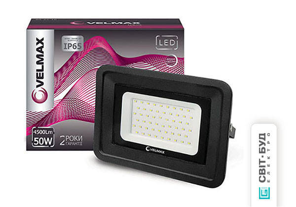 Прожектор LED VELMAX V-FL, 50W, 6200K, 4500Lm, 230V, ціна: 831.52 ...