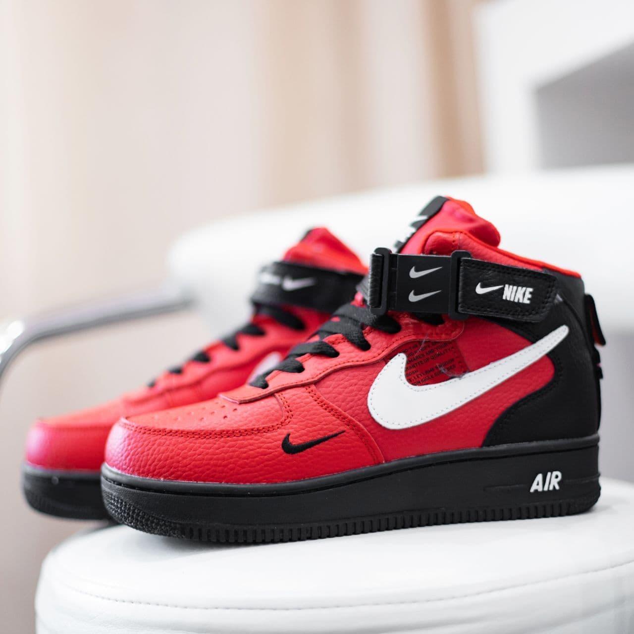 36,37 Nike air Force 1 Mid LV8 красные женские кроссовки кеды черные ...