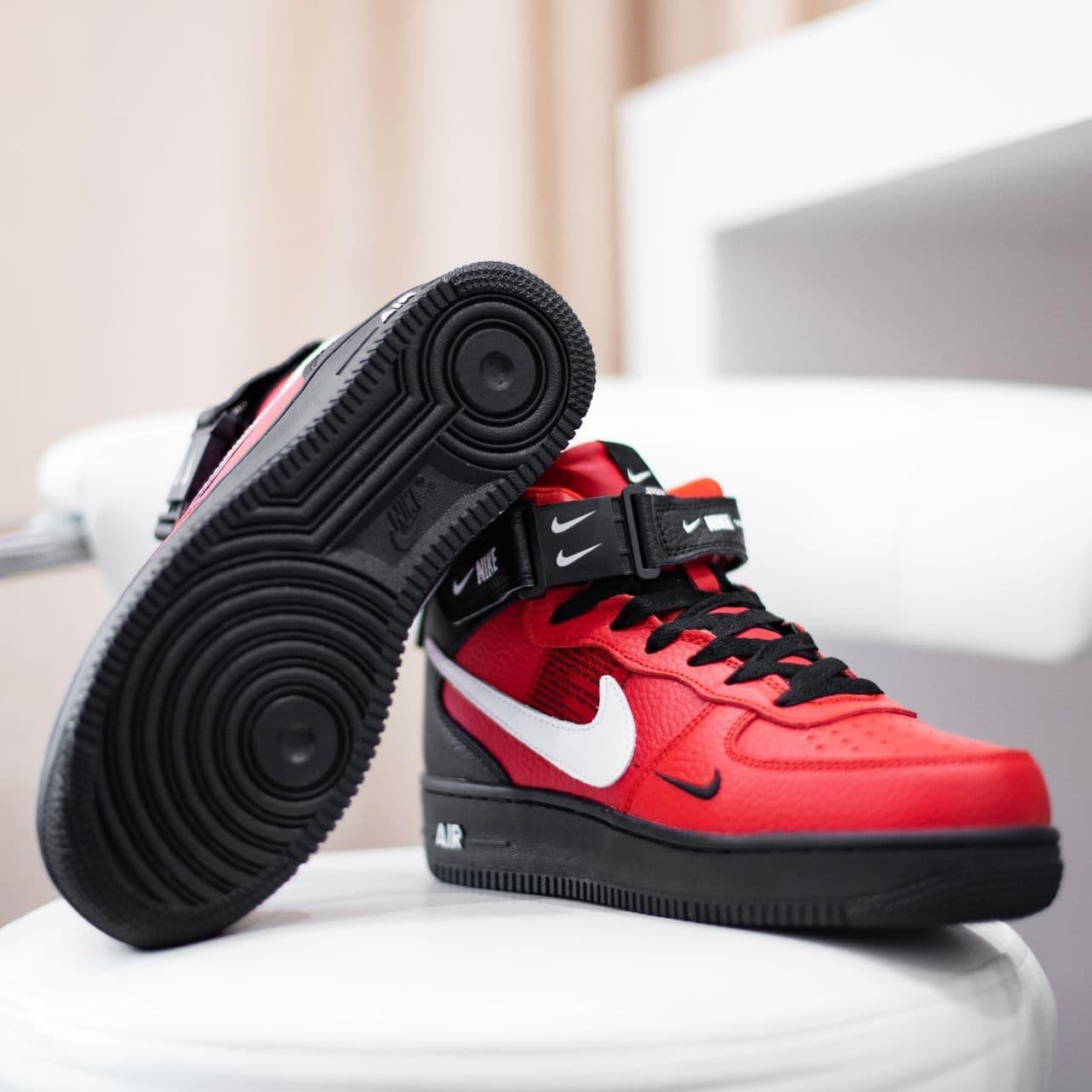 36,37 Nike air Force 1 Mid LV8 красные женские кроссовки кеды черные ...