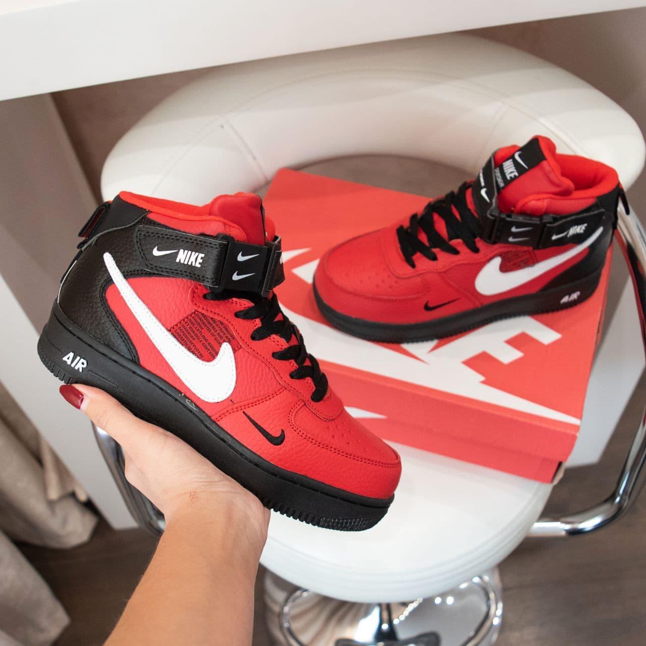 36,37 Nike air Force 1 Mid LV8 красные женские кроссовки кеды черные ...