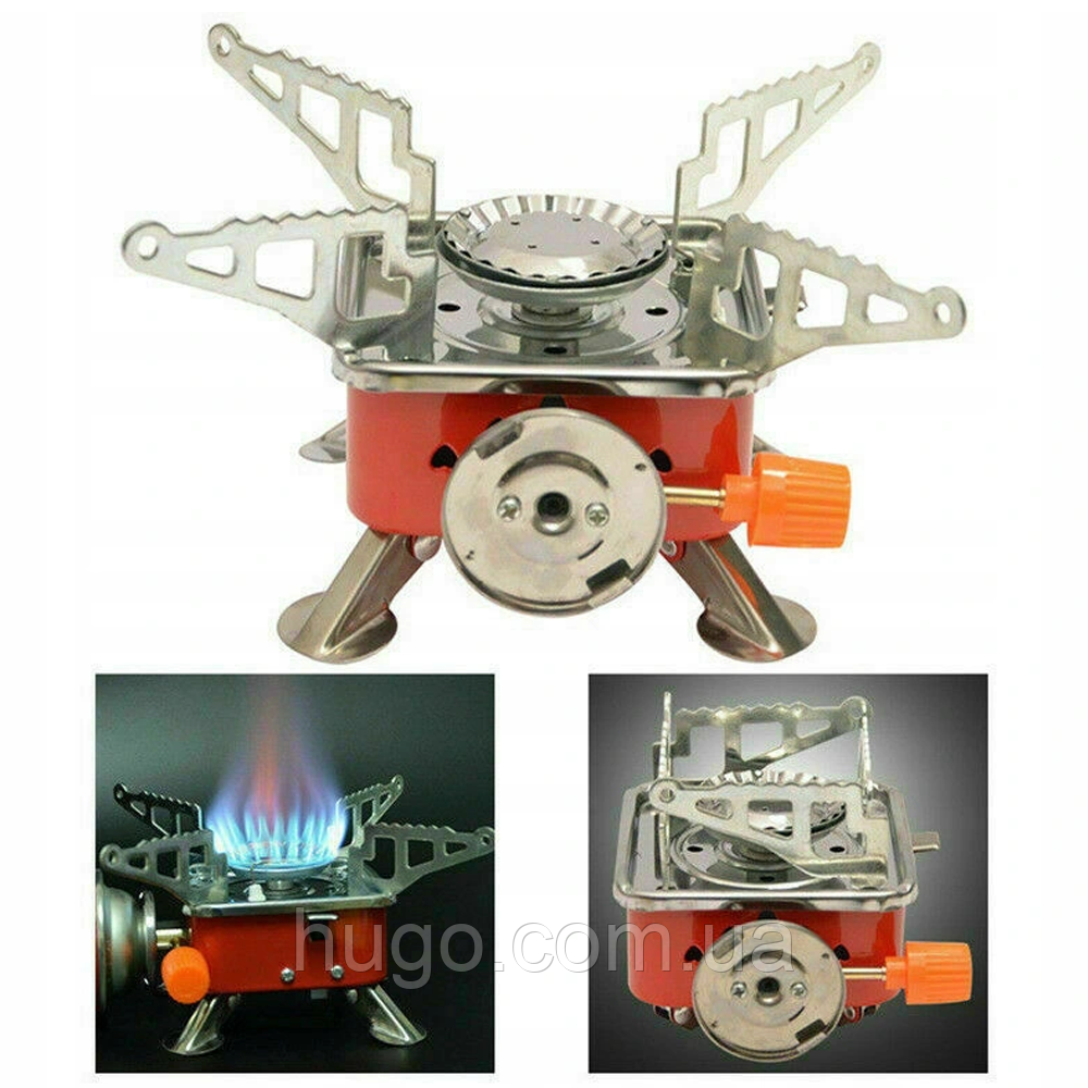 Портативна газова міні плита під балон K 202 Туристична плитка похідна Туристичний газовий