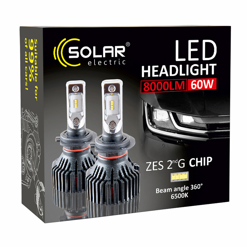 Автолампы Solar LED H4 12/24V 6000K 8000Lm 60W (к-т 2шт) 8304 от ...