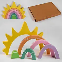 Дерев'яна Логіка С 47864 (42) пірамідка "Райдуга та хмаринка", 6 елементів, в коробці (ID ...