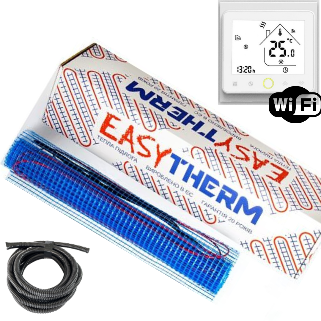 Комплект нагрівальний мат для теплої підлоги Easytherm 200 Вт/м2 + терморегулятор c Wi-Fi 2,0 м2 ...