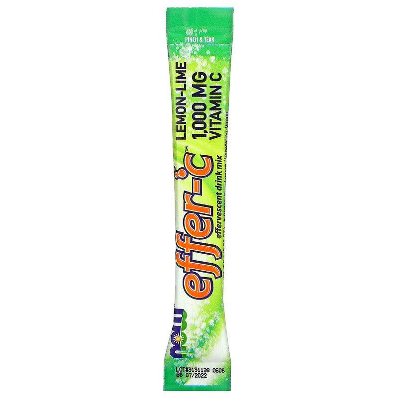 Effer-C Effervescent Drink Mix Lemon-Lime Now Foods 30 пакетиків, ціна ...