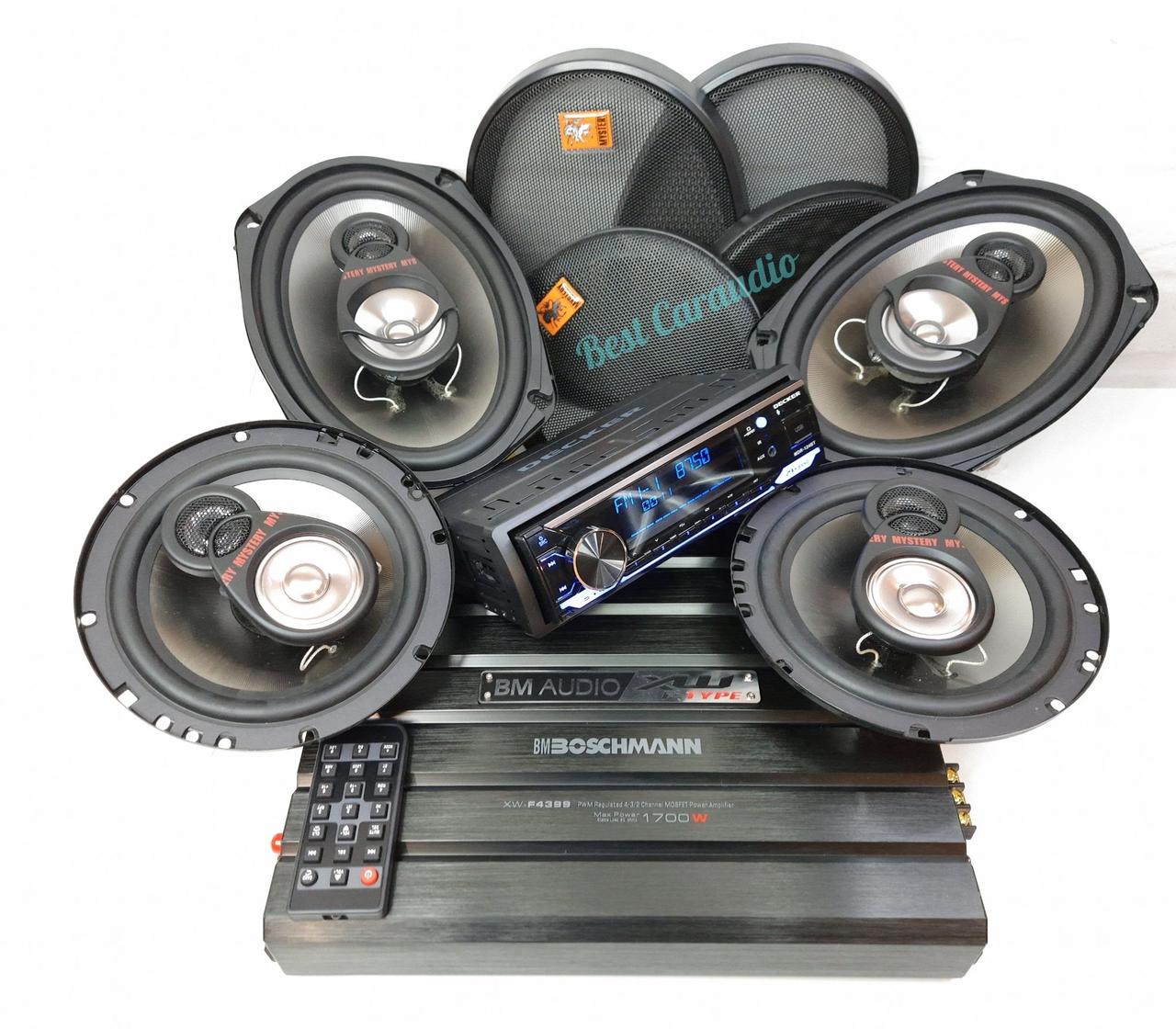 Набор акустики Mystery: овалы MJ-693 + динамики 16 см MJ-630 + магнитола Decker MDR-124BT ...