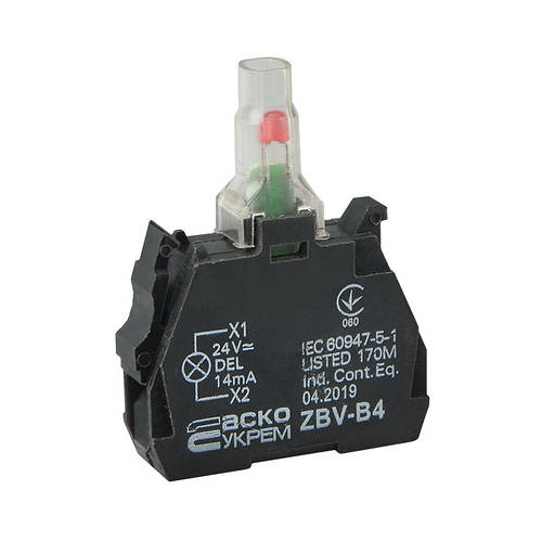 Блок подсветки АСКО-УКРЕМ ZBV-B3 для кнопок TB5 AC/DC24 красный ...