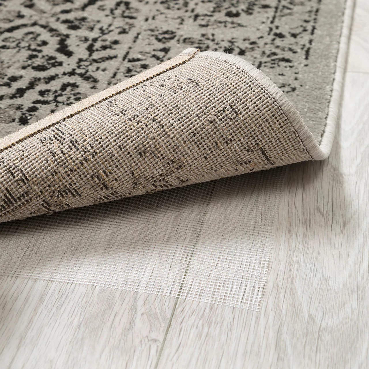 IKEA MANSTRUP Патинированный серый ковер с коротким ворсом / цветочным ...