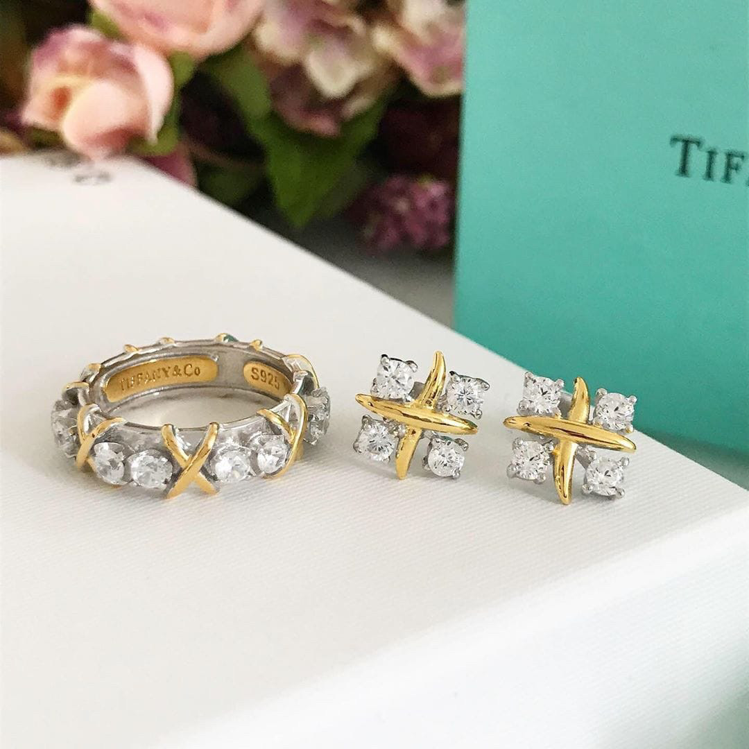 Очаровательный набор в серебре стиль Тиффани (Tiffany) / подарочная упаковка (ID#1790315844 ...