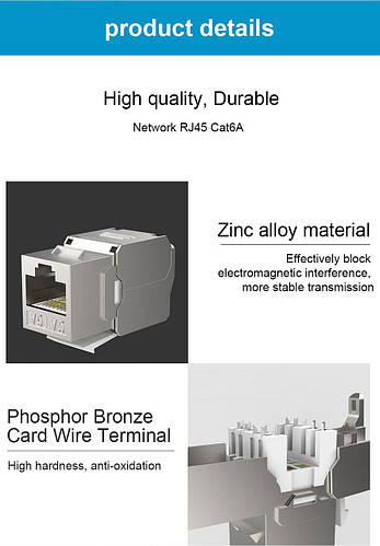 Keystone модуль RJ45 CAT7 для мережевих комп'ютерних розеток (під рамку ...