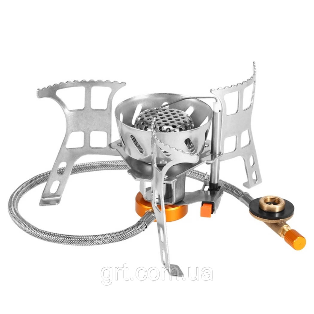 Портативная Газовая Плитка Складная с Ветрозащитой и Пьезорозжигом X ...