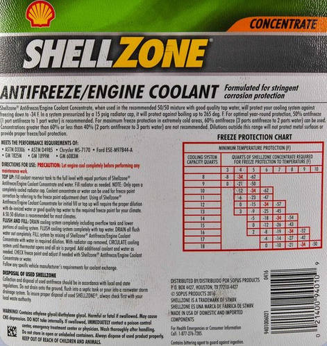 Антифриз SHELLZONE CONCENTRATE -80C зеленый кан. 3.785л, 9401006021 ...