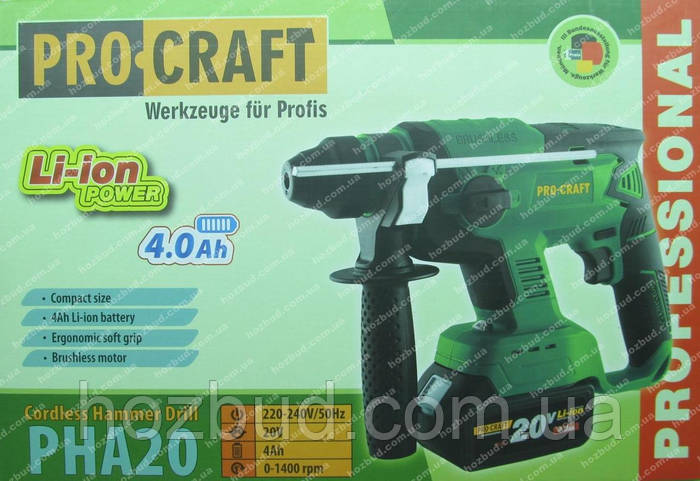Купить Перфоратор аккумуляторный Procraft PHA20 (20 V, плавный пуск), цена 5213 ₴ — Prom.ua (ID ...